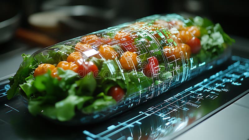 High-Tech Restaurant with Augmented Reality Display Stock Illustration ...