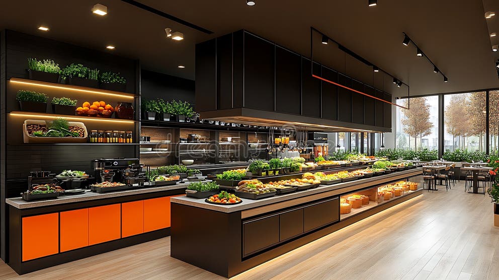 High-Tech Restaurant with Augmented Reality Features Stock Illustration ...