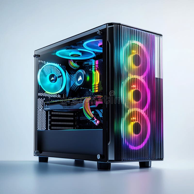 RGB Gaming PC Computer Case Modern Design High Tech Led Card Fans Gamer ...