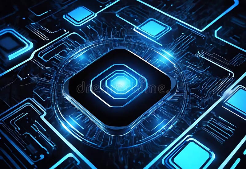 High Tech RGB Glowing Neon Motherboard of CPU Stock Illustration ...