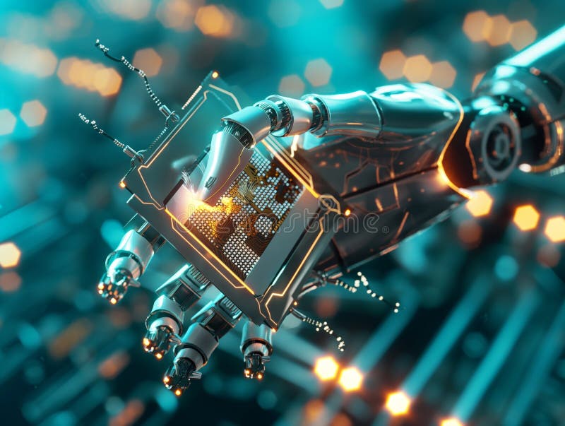 High-Tech Robot Arm and Circuit Board Stock Image - Image of innovation ...