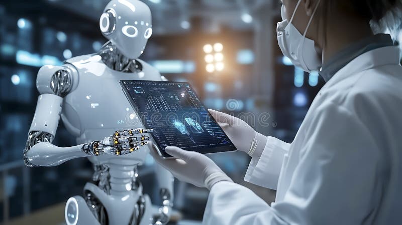High-Tech Robot Collaborating with Doctor Via Digital Tablet Interface ...