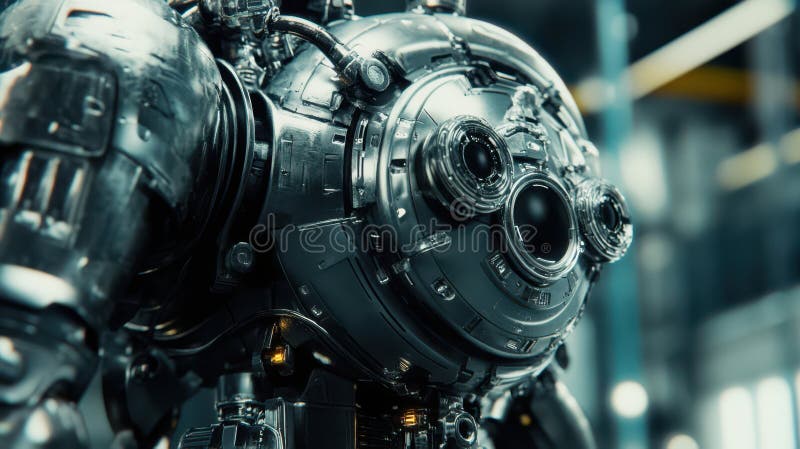 High Tech Robot with Detailed Metal Parts Stock Illustration ...