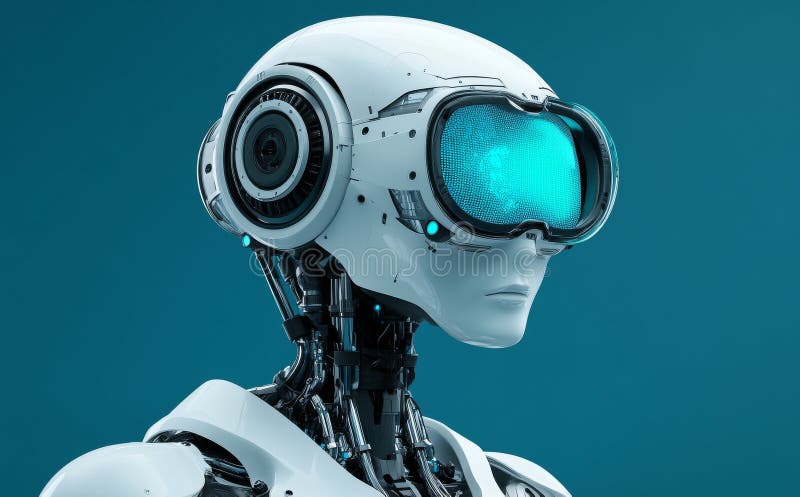 A High-tech Robot with a Sleek Design and a Visor-like Face ...