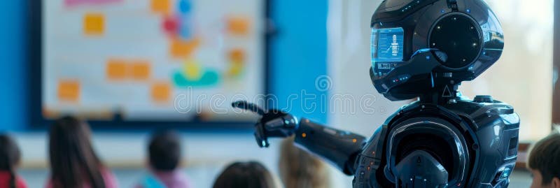 High-tech Robot Using Digital Board To Teach Classroom of Young ...