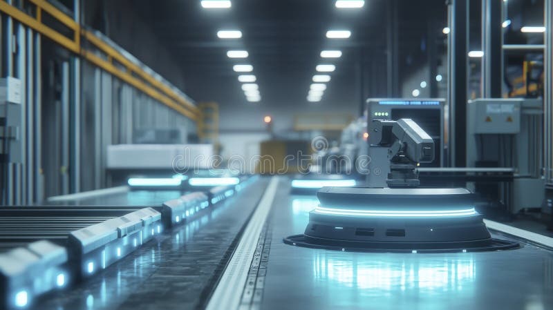 High-tech Robotic Arm on Advanced Production Line Stock Illustration ...