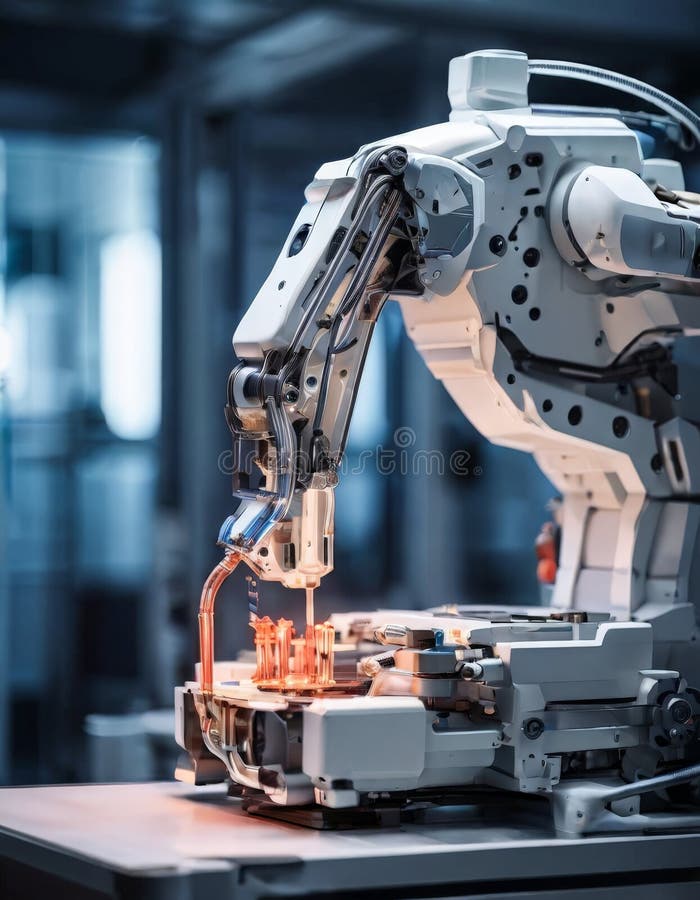 Robotic Arm Performing Precision Work in an Industrial Setting Stock ...