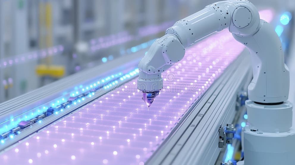 High-tech Robotic Arm in an Industrial Assembly Operation Stock ...