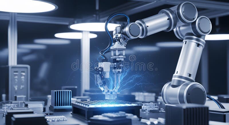 High-Tech Robotic Arm Precision Work, Modern Industrial Automation ...