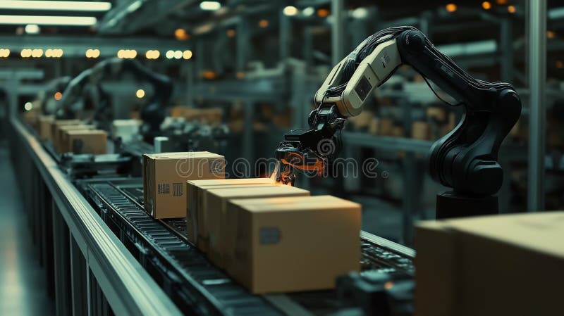 High-tech Robotic Arm Quickly Assembling Product Packages on an ...