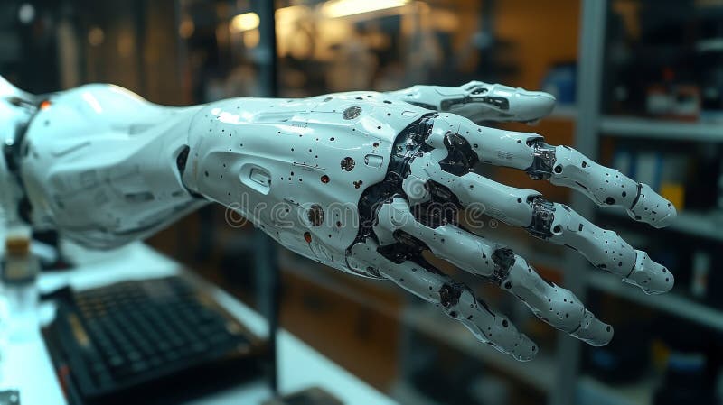 High-tech Robotic Arm Showcased in a Modern Workshop during the Daytime ...