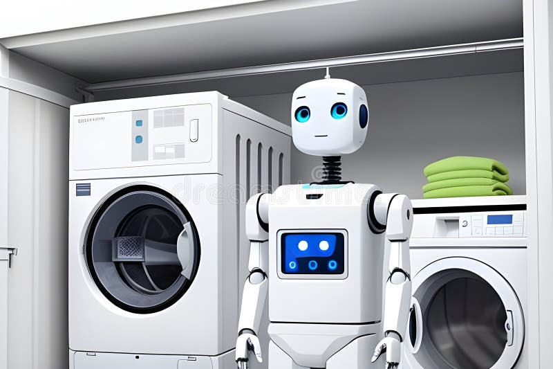 Modern Robot Assisting People in Doing Laundry Generative AI ...