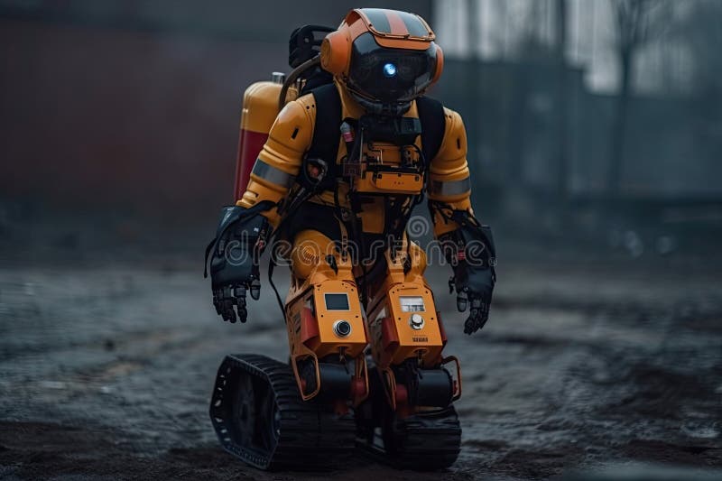 High-tech Robotic Firefighter, Equipped with Advanced Sensors and ...
