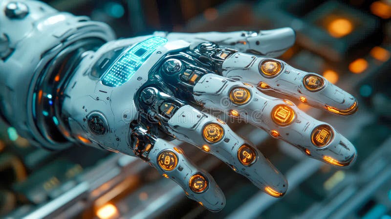 High-tech Robotic Hand with Illuminated LEDs and Futuristic Design ...
