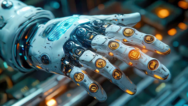 High-tech Robotic Hand with Illuminated LEDs and Futuristic Design ...