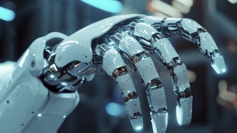 High-tech Robotic Hand with Intricate Metal Framework Stock ...