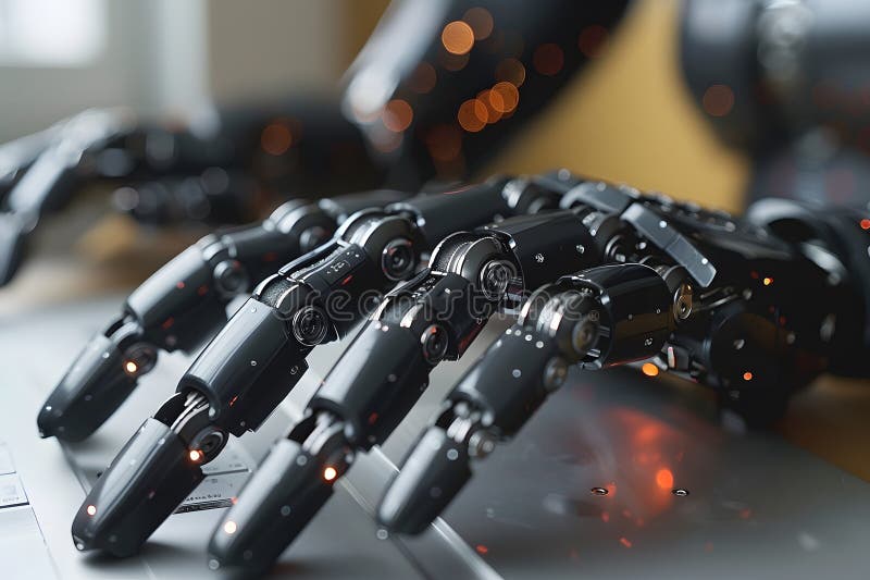 High-Tech Robotic Hands in a Futuristic Setting for Innovation and ...