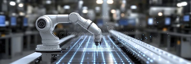 High-tech Robotic Innovation on Assembly Line Stock Illustration ...