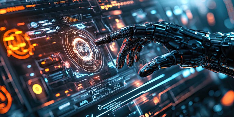 High-Tech Robotic Interface with Holographic Effects Creating a ...