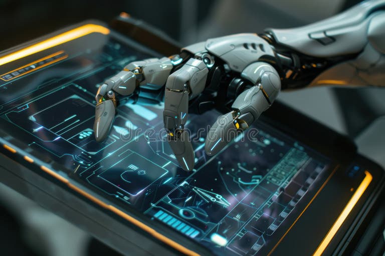 Futuristic Robotic Prosthetic Hand Interacting with Smart Technology on ...