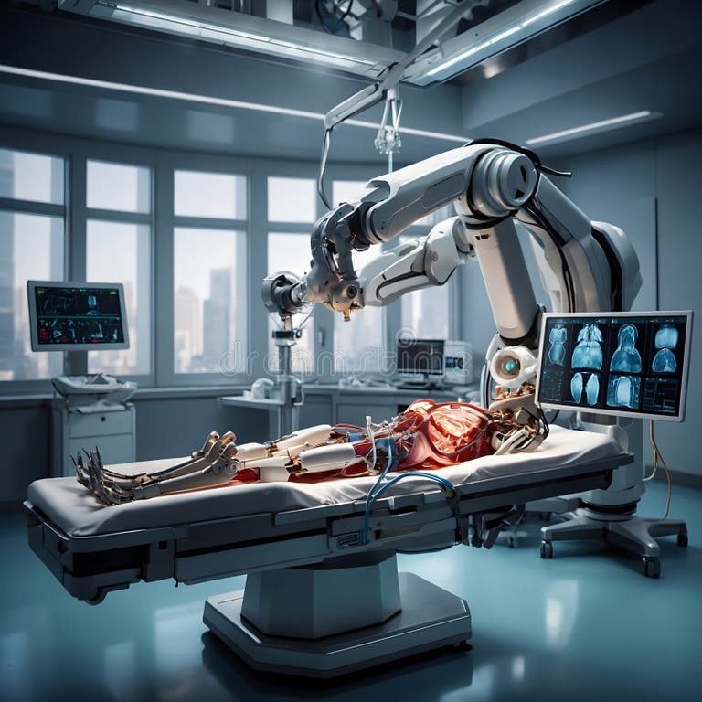 High-Tech Robotic Surgery System in Action with Precision Instruments ...