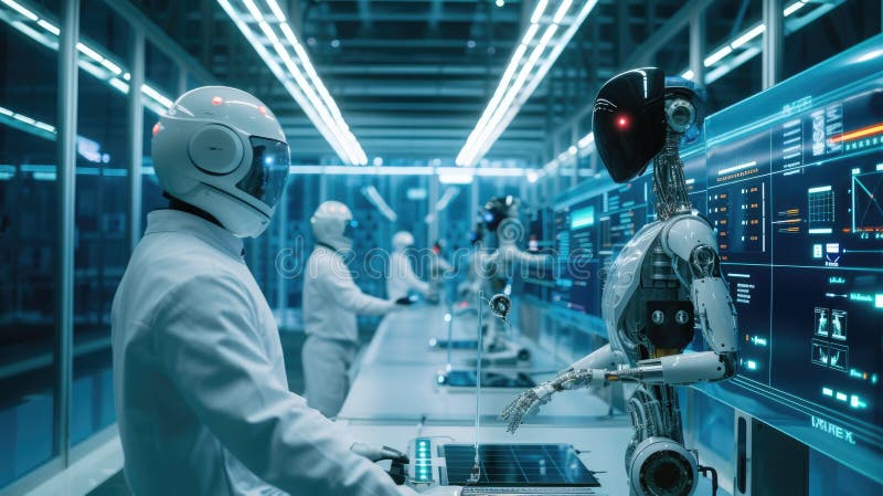 A High-tech Robotics Lab, Engineers Working on Advanced AI Machines ...