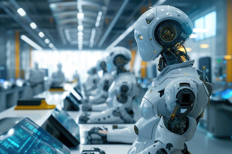 A High-tech Robotics Lab, Engineers Working on Advanced AI Machines ...