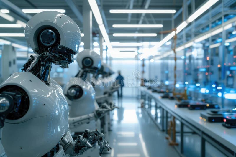 A High-tech Robotics Lab, Engineers Working on Advanced AI Machines ...