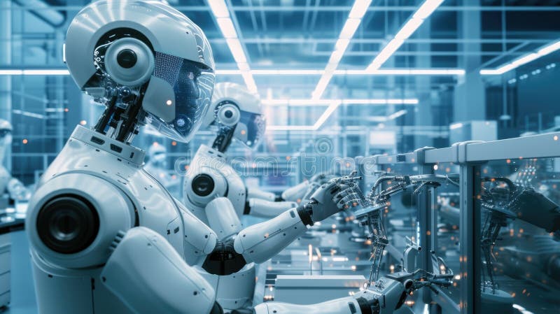 A High-tech Robotics Lab, Engineers Working on Advanced AI Machines. Resplendent. Stock Photo ...