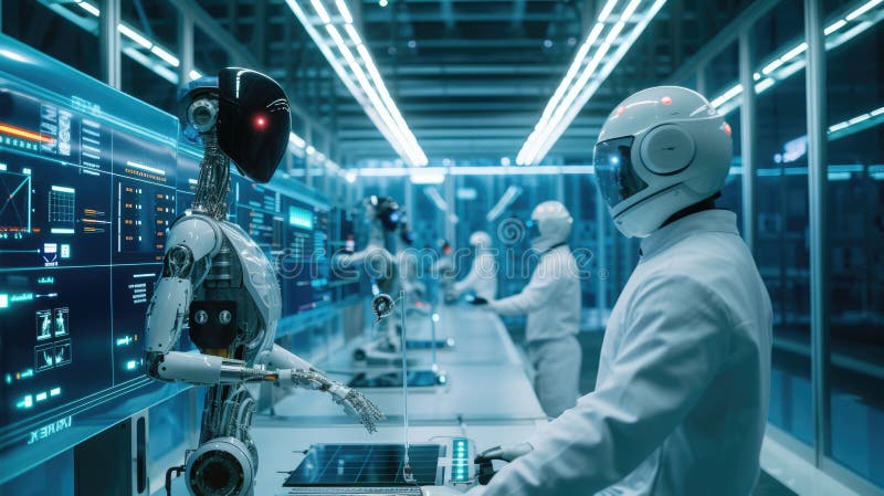 A High-tech Robotics Lab, Engineers Working on Advanced AI Machines. Resplendent. Stock Image ...