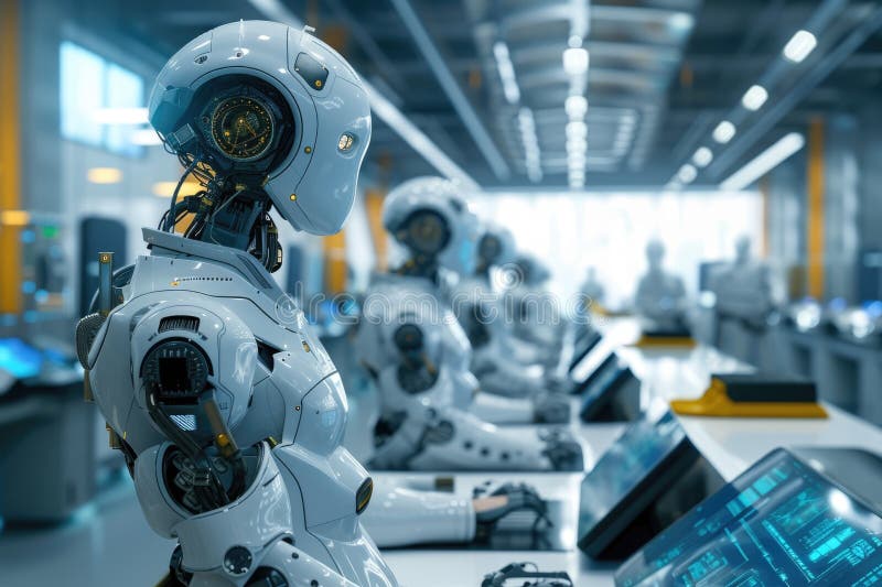 A High-tech Robotics Lab, Engineers Working on Advanced AI Machines. Resplendent. Stock Photo ...