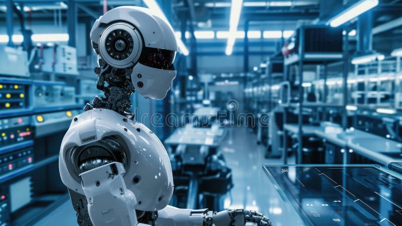 A High-tech Robotics Lab, Engineers Working on Advanced AI Machines ...