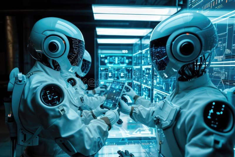 A High-tech Robotics Lab, Engineers Working on Advanced AI Machines ...