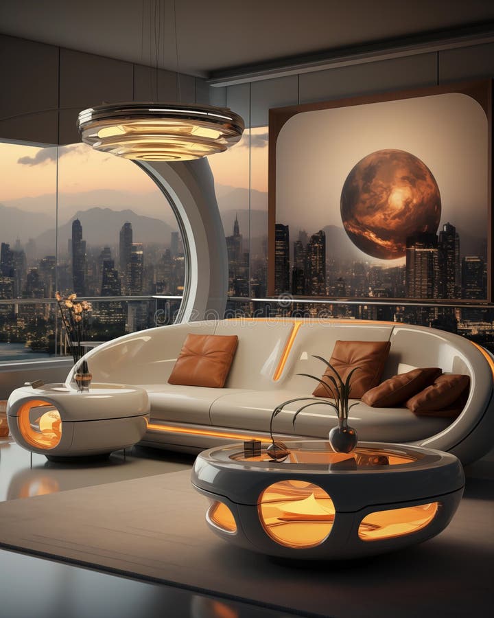 A High-tech Room of the Future World. Stock Illustration - Illustration ...