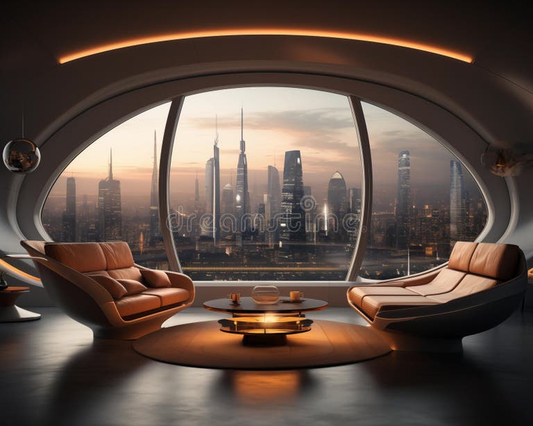 A High-tech Room of the Future World. Stock Illustration - Illustration ...