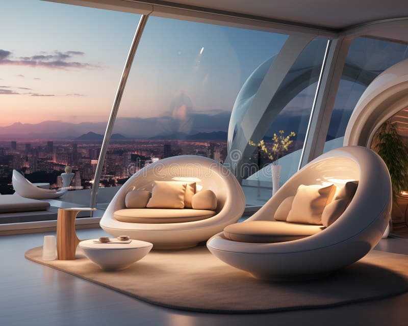 A High-tech Room of the Future World. Stock Illustration - Illustration ...