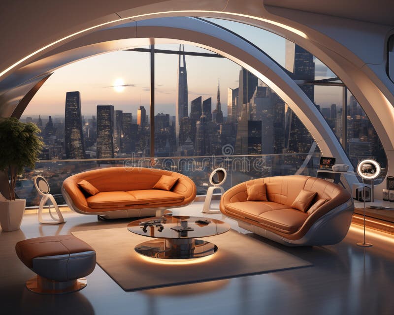 A High-tech Room of the Future World. Stock Illustration - Illustration ...