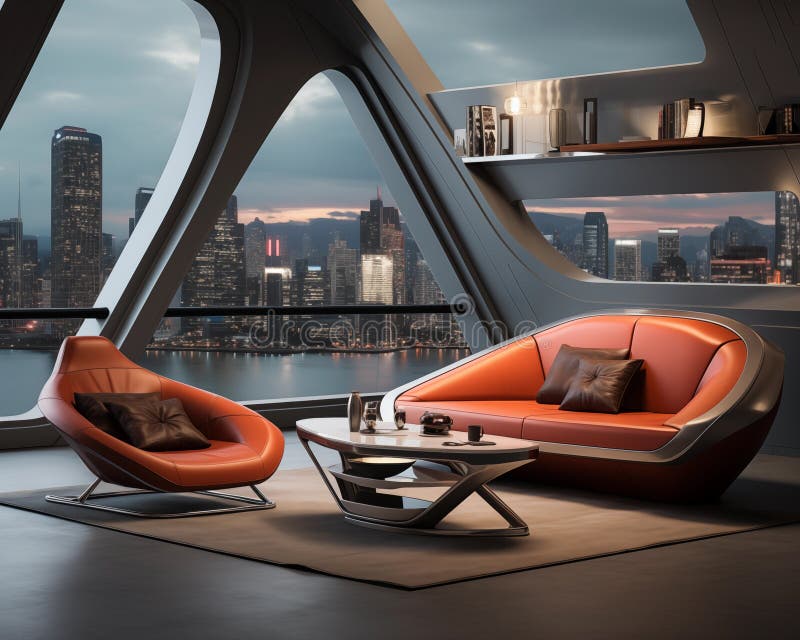 A High-tech Room of the Future World. Stock Illustration - Illustration ...