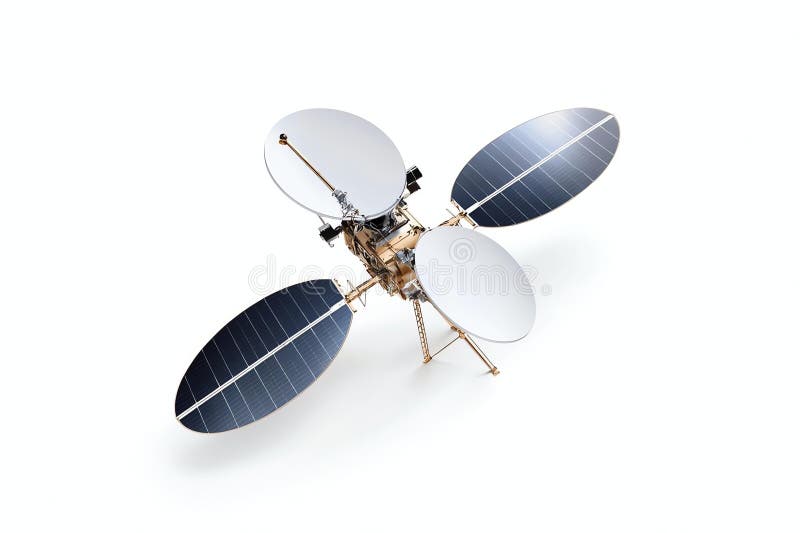 A High-tech Satellite with Large Solar Panels Faces Upward ...