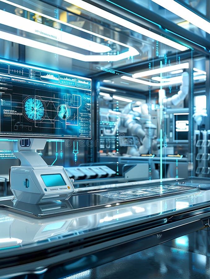 High-tech Scanner in a Futuristic Lab Analyzes Patient Data on a Large ...