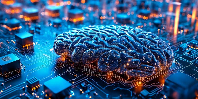 Tech-Bio Fusion - Future AI Brain Stock Illustration - Illustration of ...
