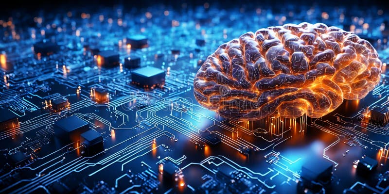 Tech-Bio Fusion - Future AI Brain Stock Illustration - Illustration of ...