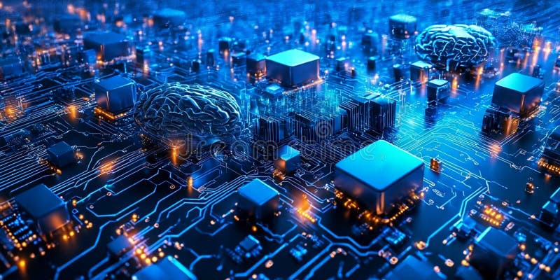 Tech-Bio Fusion - Future AI Brain Stock Illustration - Illustration of ...