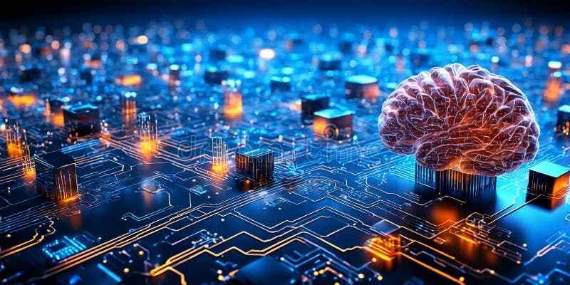 Tech-Bio Fusion - Future AI Brain Stock Illustration - Illustration of ...