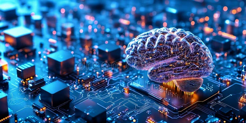 Tech-Bio Fusion - Future AI Brain Stock Illustration - Illustration of ...