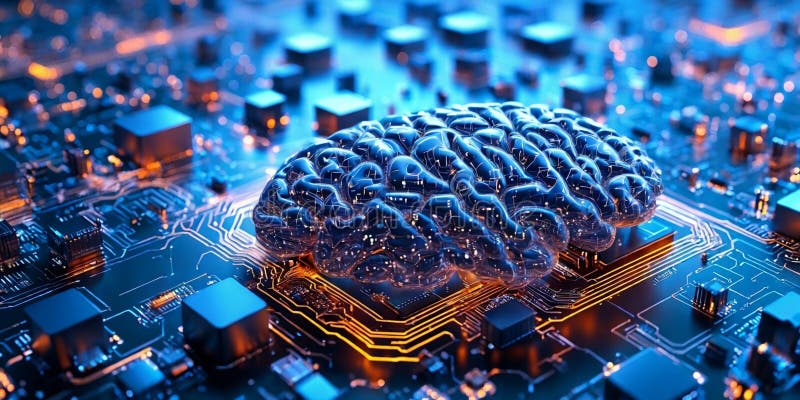 Tech-Bio Fusion - Future AI Brain Stock Illustration - Illustration of ...