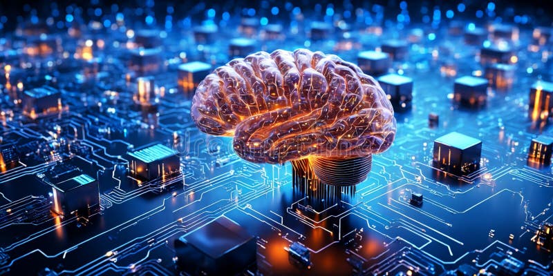 Tech-Bio Fusion - Future AI Brain Stock Illustration - Illustration of ...