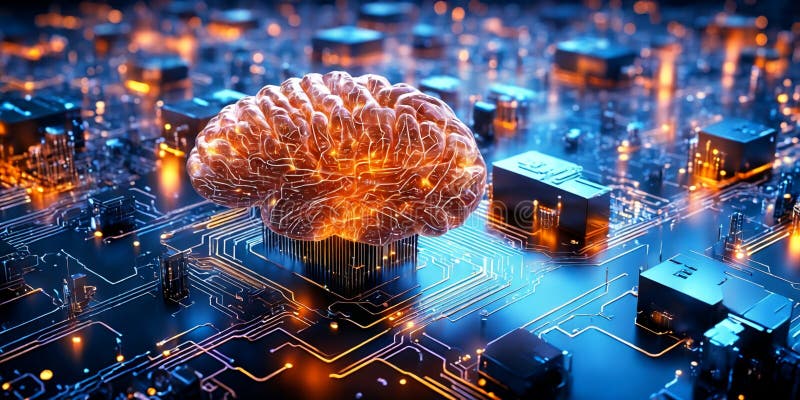 Tech-Bio Fusion - Future AI Brain Stock Illustration - Illustration of ...