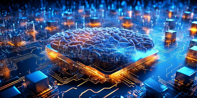 Tech-Bio Fusion - Future AI Brain Stock Illustration - Illustration of ...