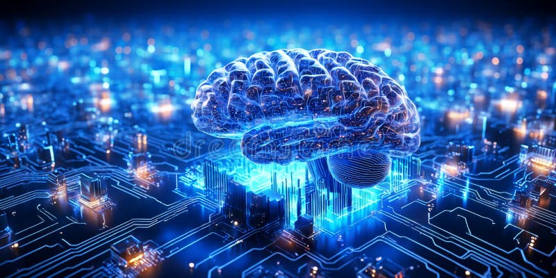 Tech-Bio Fusion - Future AI Brain Stock Illustration - Illustration of ...